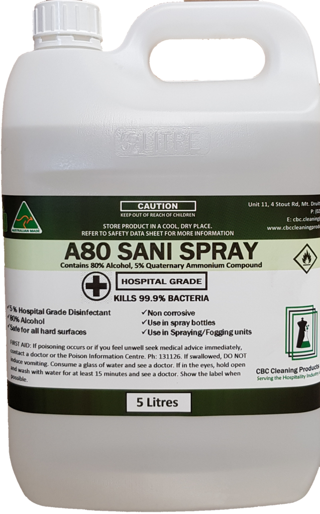 A80 SANI SPRAY Surface Sanitiser – CBC Cleaning Products